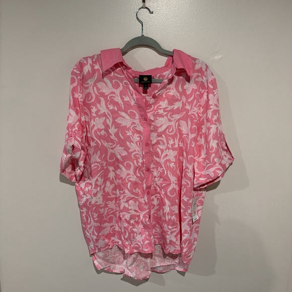 JM Collection | Tops | Jm Collection Pink And White Button Down Shirt ...
